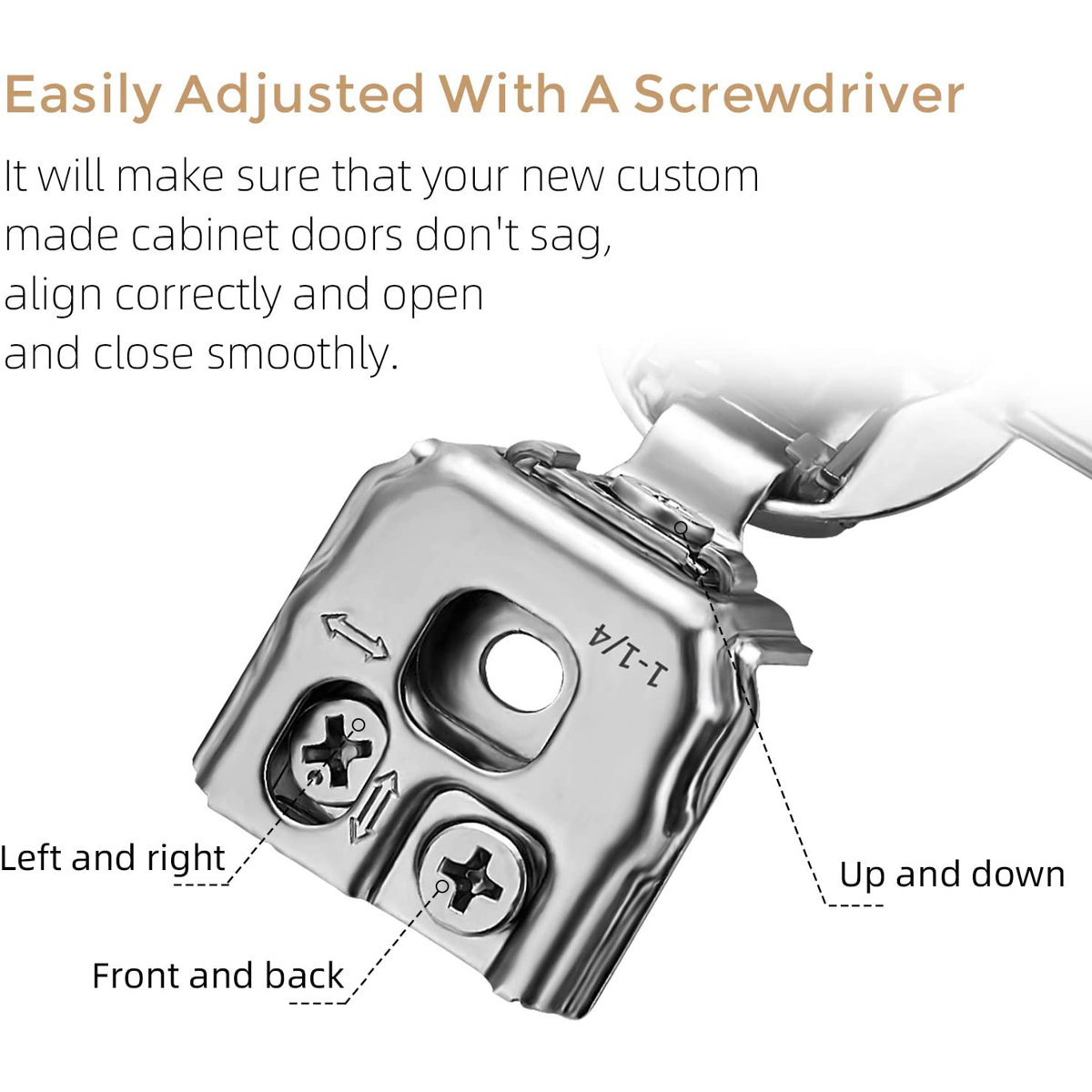 elysian 2 Piece Soft Close 1-1/4" Overlay Cabinet Hinge 105 Degree 6 ...