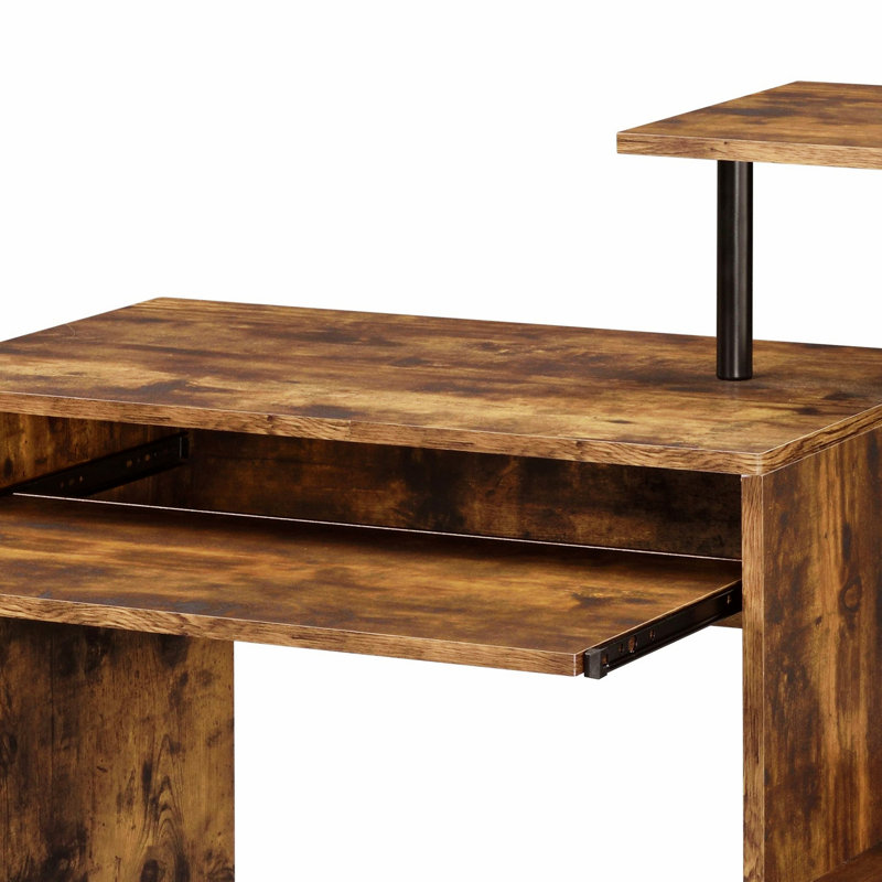 Inbox Zero Rectangular Computer Desk With Keyboard Tray And Shelf ...