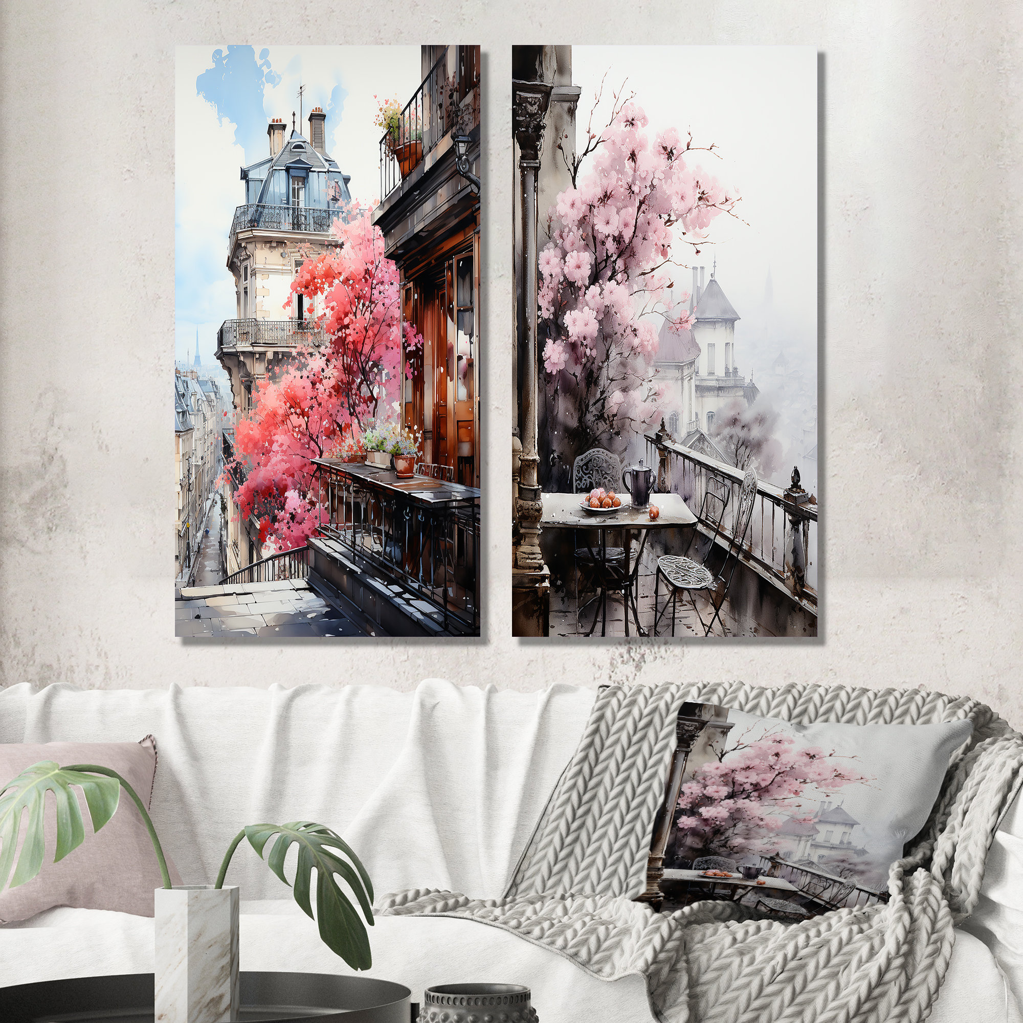 Red Barrel Studio Pink Paris Parisian Balconies - Wall Art For Bedroom ...