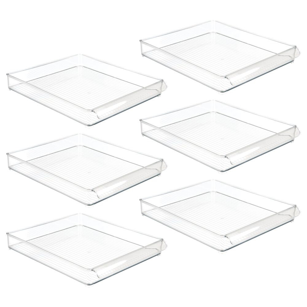 iDesign Stackable Fridge Storage Tray with Handle - Set of 6 - Clear ...