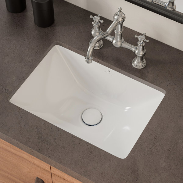 Los Flexi Undermount Bathroom Sink 18" x 13", White Ceramic Undermount ...
