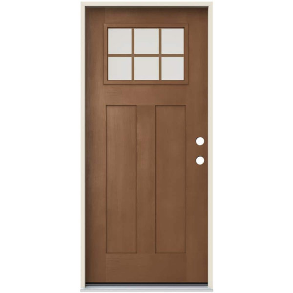 JELD-WEN 36 in. x 80 in. Craftsman 6-Lite Clear Glass Hazelnut Stain ...