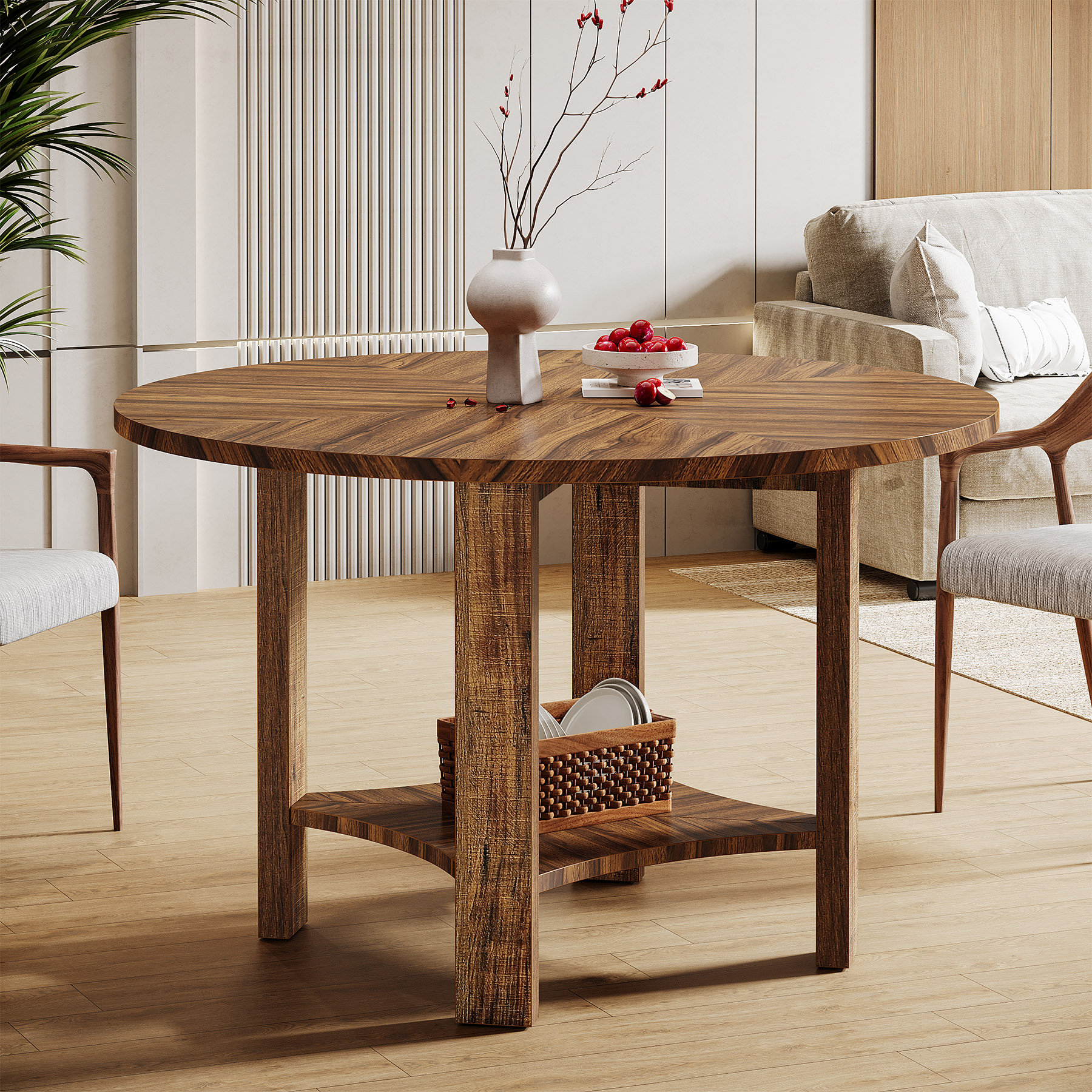 Millwood Pines 47'' Round Dining Table For 4-6 People, Farmhouse ...