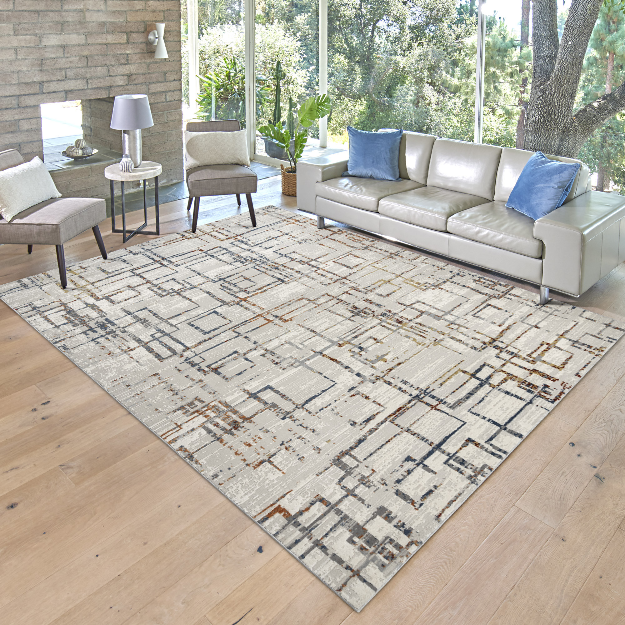 Gertmenian Baku Novah Modern Abstract Square Pipe Beige Soft ...