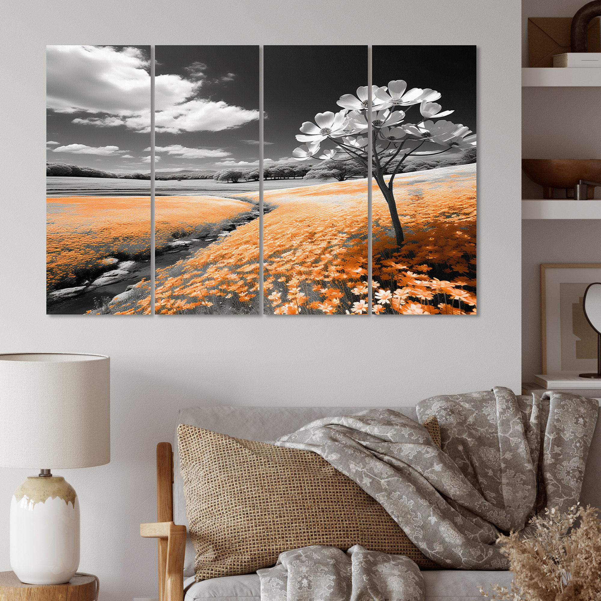 Design Art Flower Field Jade Enchantment II - Landscape Trees Metal ...