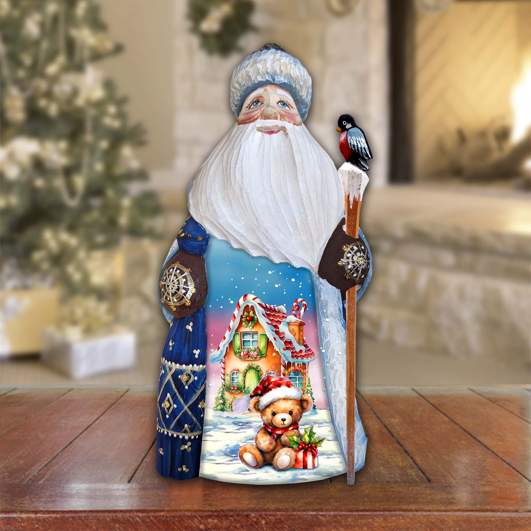 The Holiday Aisle® Gingerbread House Santa Wood Carved Masterpiece