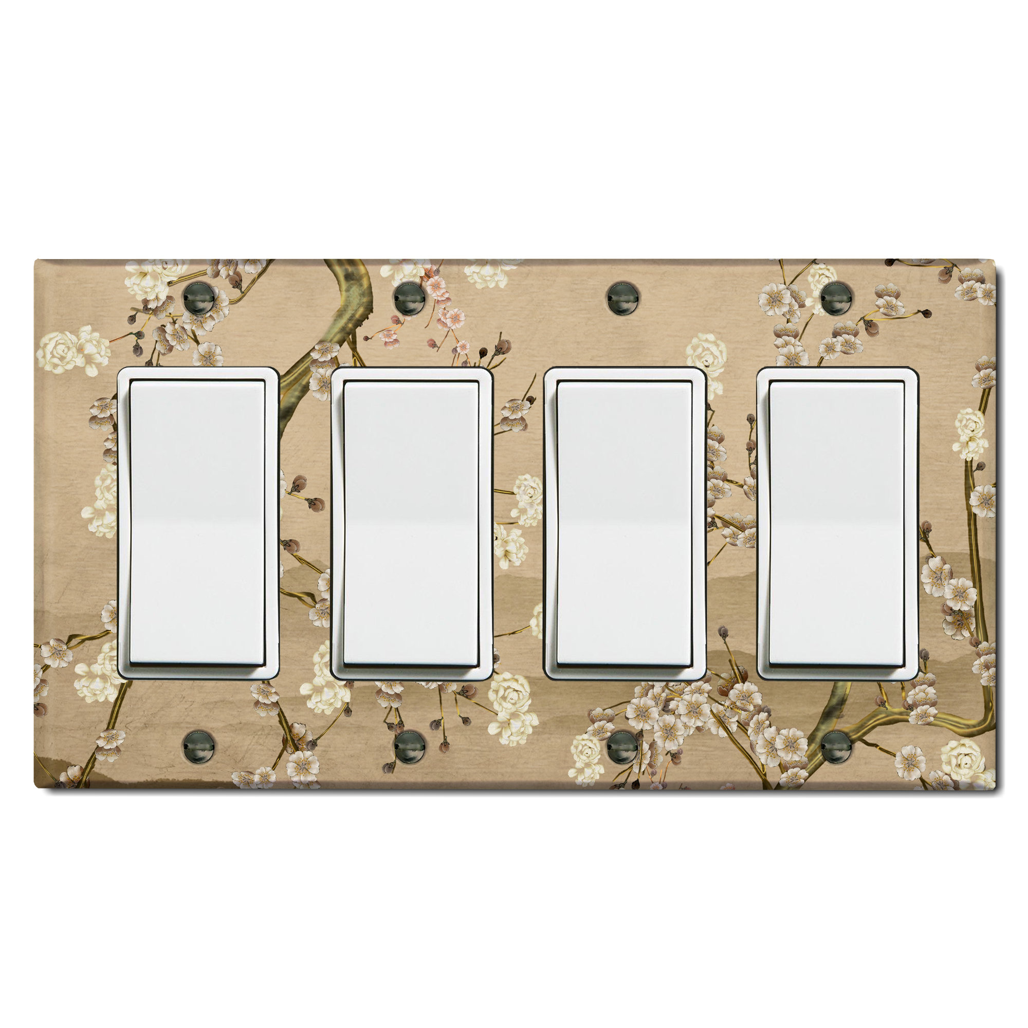 WorldAcc Metal Light Switch Plate Outlet Cover (Biege Sakura Flower ...