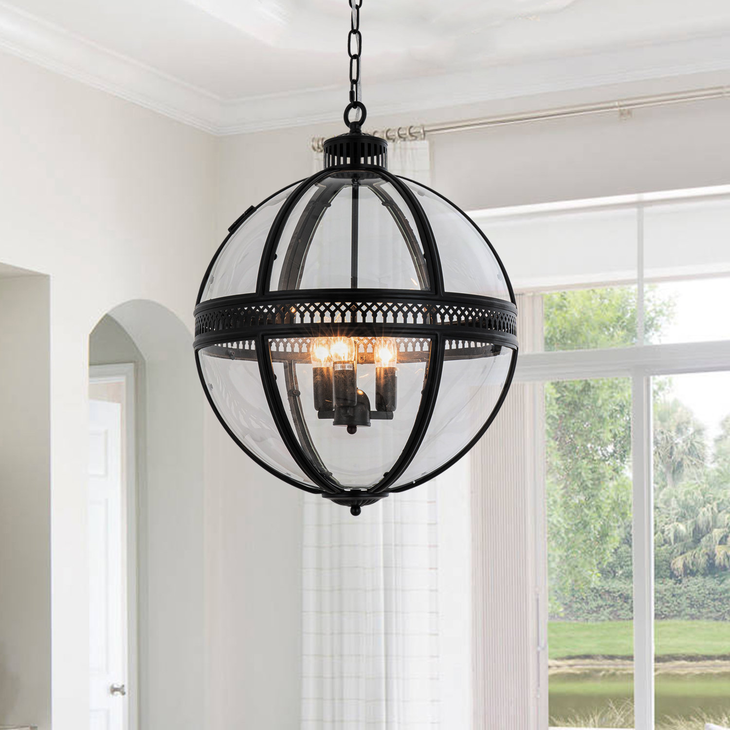 Williston Forge Guewen 3 - Light Antique Black Dimmable Globe ...
