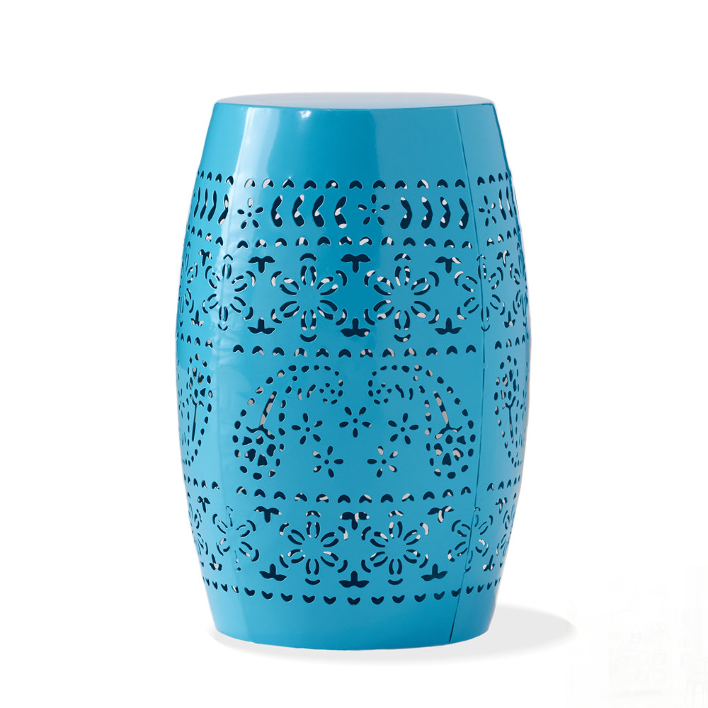 Dakota Fields Lace-Cut Metal Barrel-Shaped Side Table for Indoor and ...