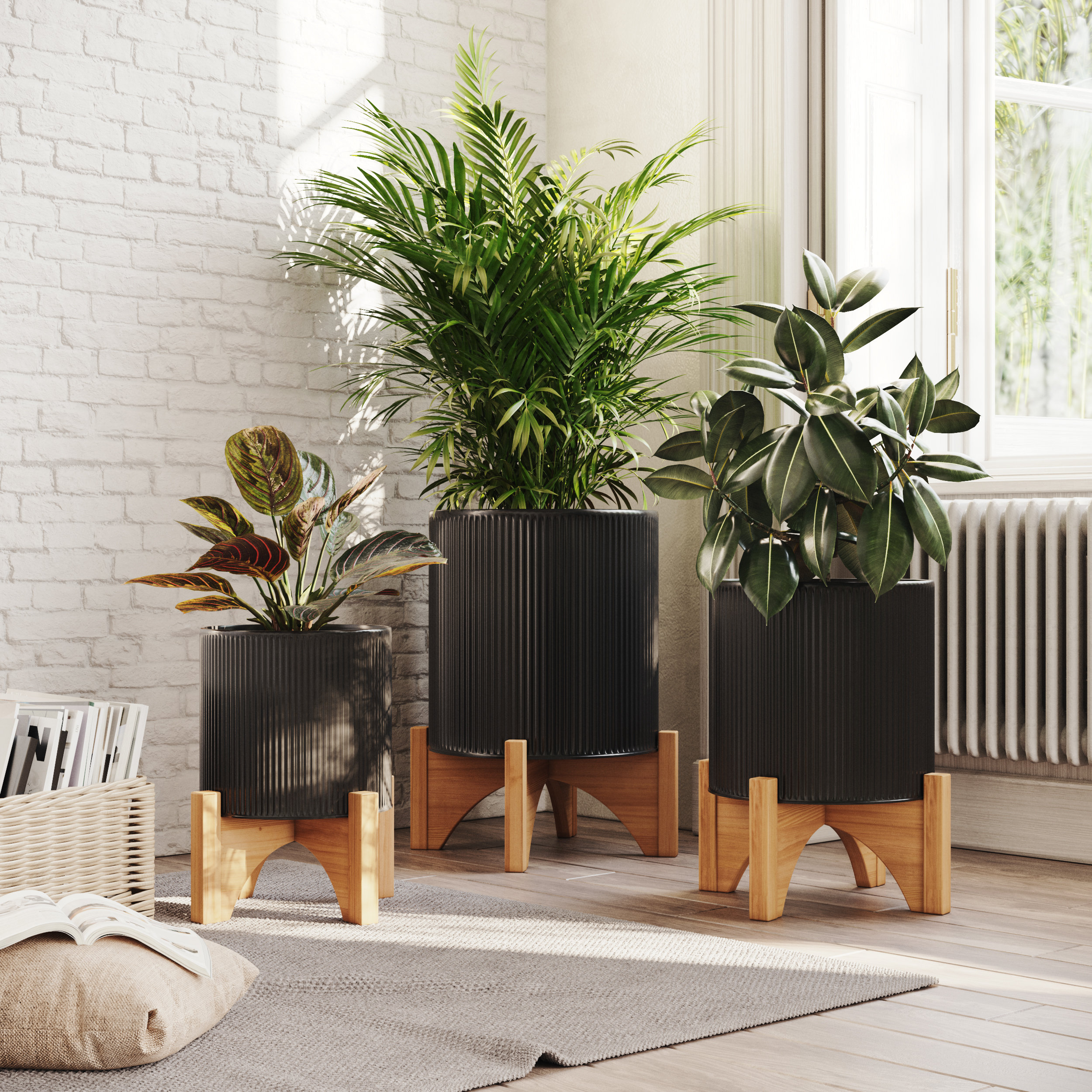 George Oliver Everett Everett Pot with Arch Base - Set of 3 | Wayfair