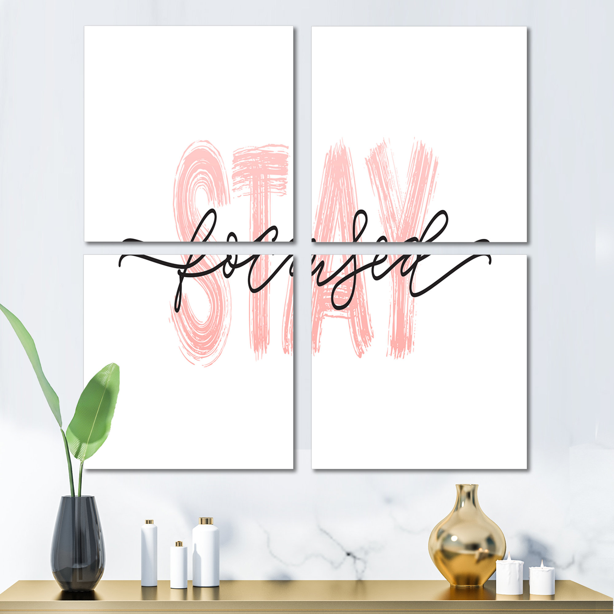 Latitude Run® Stay Focused In Pink And Black Quote - Modern Canvas Wall ...