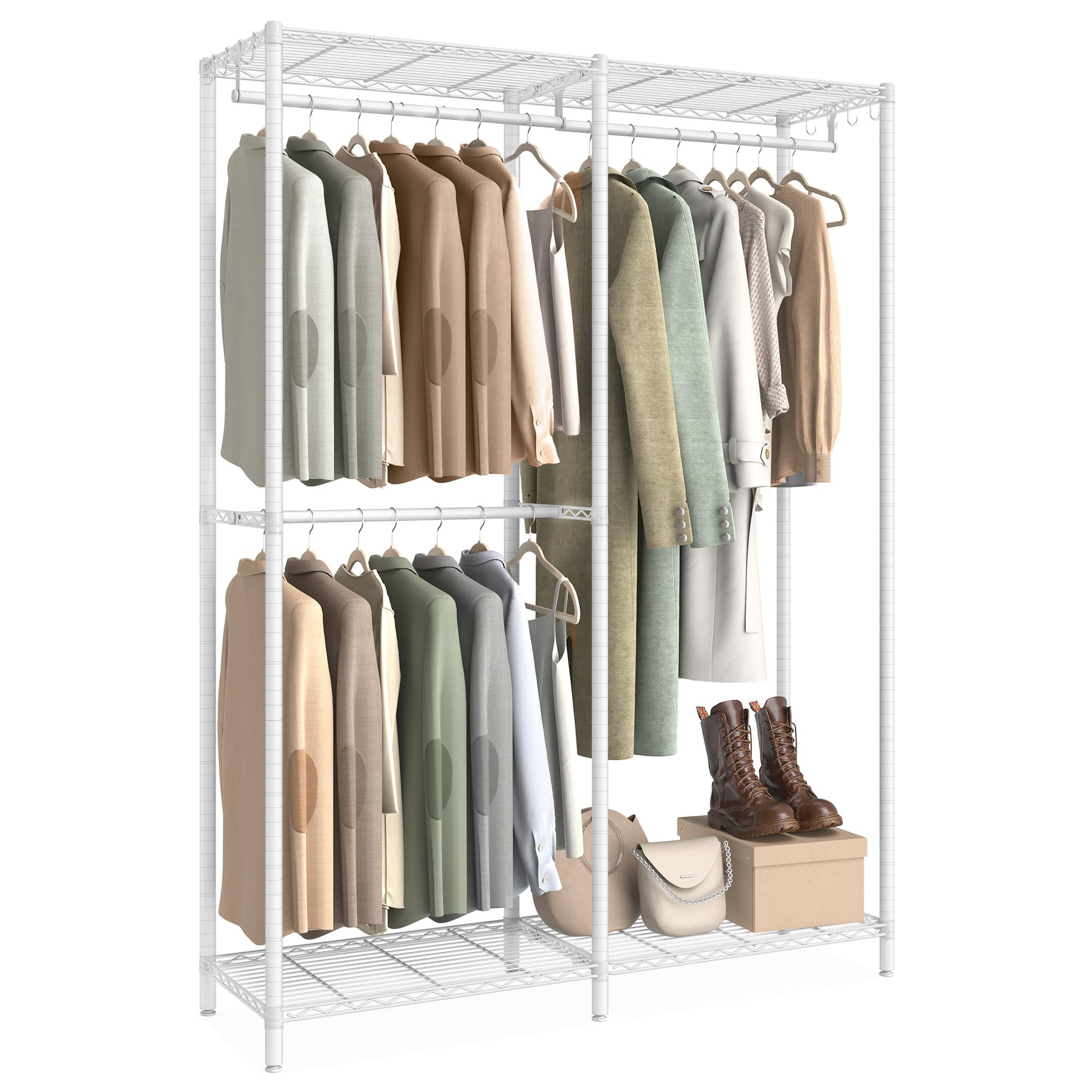 Rebrilliant Freestanding Heavy Duty Metal Clothes Rack With Adjustable ...