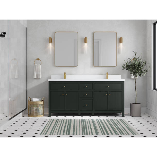 Mercer41 Flavell 30'' Single Bathroom Vanity with Quartz Top | Wayfair