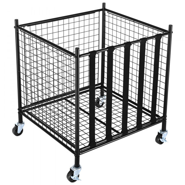 Rebrilliant Rolling Sports Ball Storage Cart, Lockable Basketball Cage ...