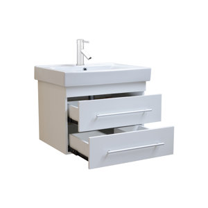 Wrought Studio™ Leota 24" Wall-Mounted Single Bathroom Vanity Set ...