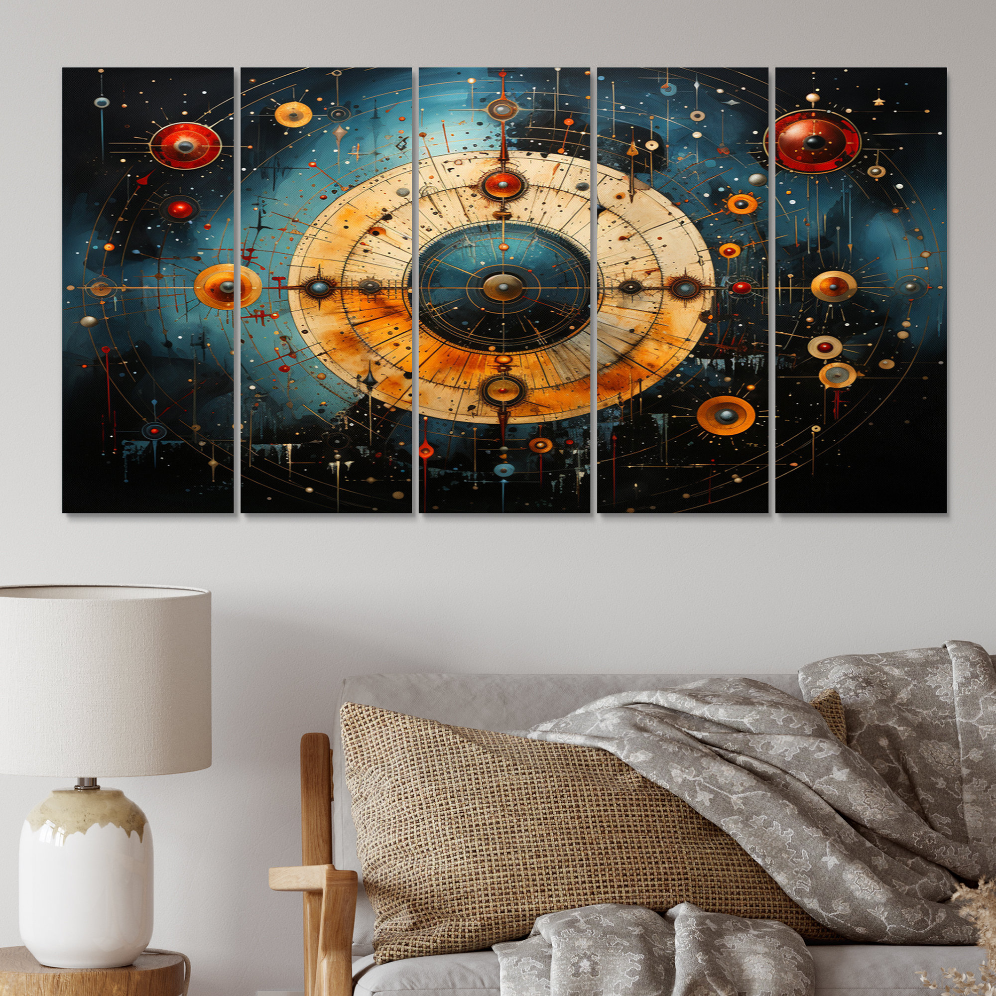 DesignArt Yellow Teal Astrology Celestial Alignment I " Yellow Teal ...