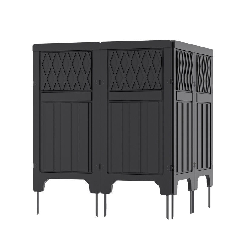 Edrosie Inc Black Durable Resin Outdoor Privacy Fence with Metal Stakes ...