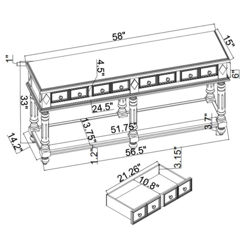 Astoria Grand Alianna 58'' Solid Wood Console Table | Wayfair