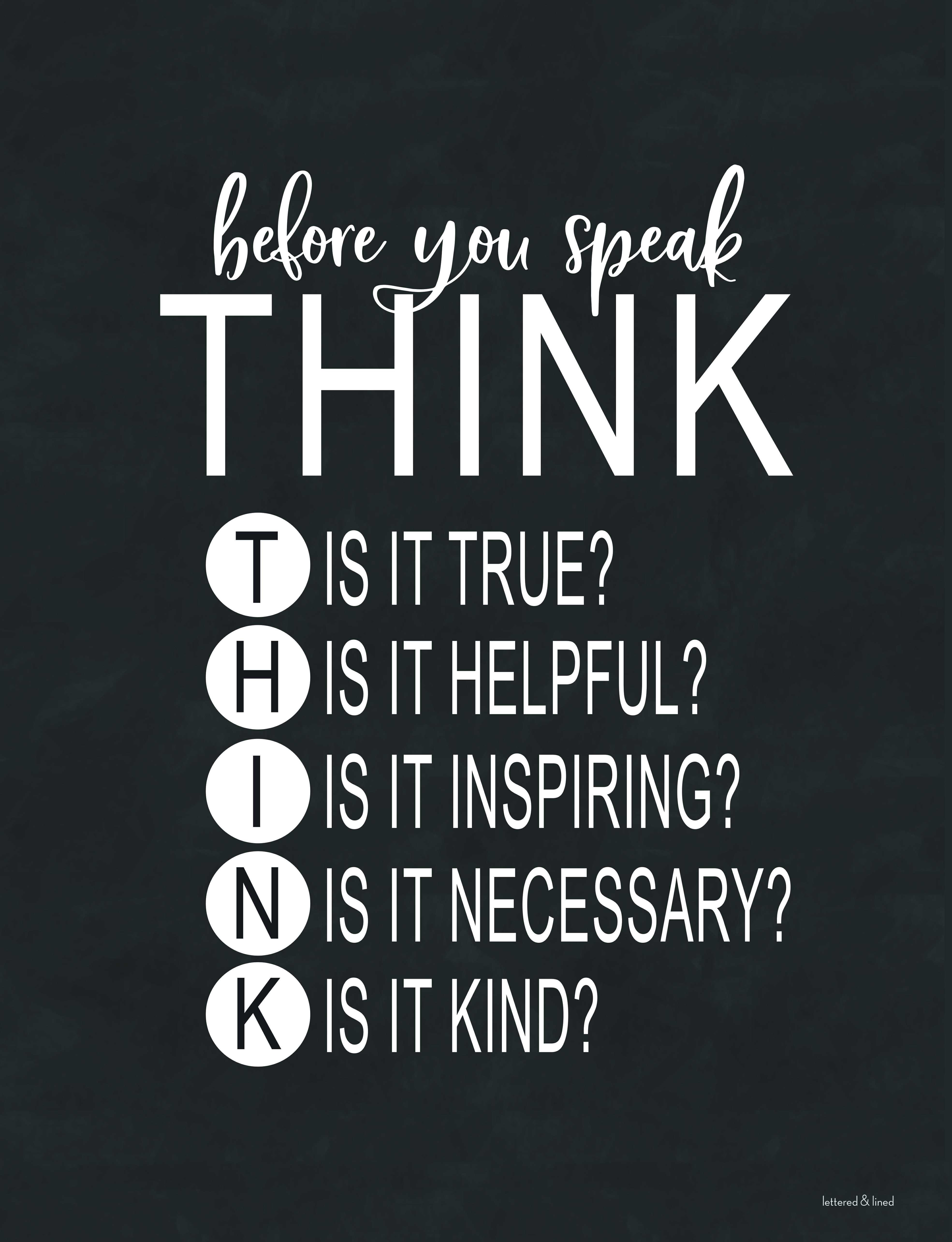 Trinx Think Before You Speak - Print on Canvas | Wayfair