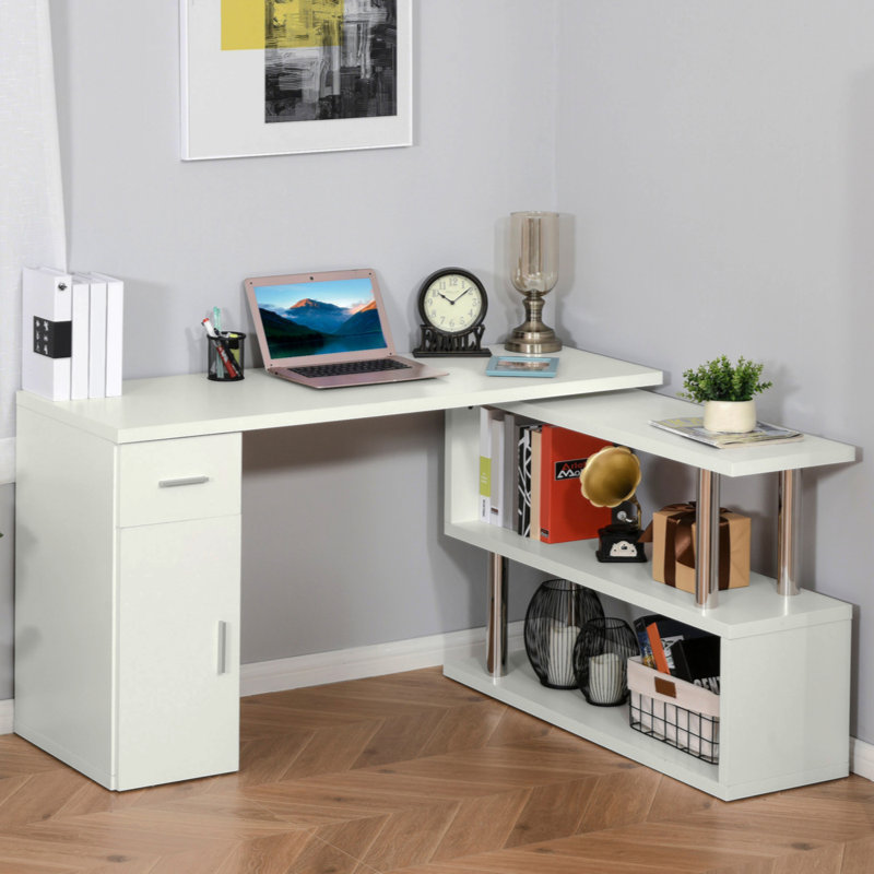 Ivy Bronx Rotating Computer Desk, 55" L-Shaped Desk, Corner Desk With ...