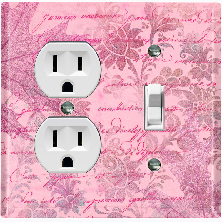 WorldAcc Metal Light Switch Plate Outlet Cover (Purple Leaf Letter ...