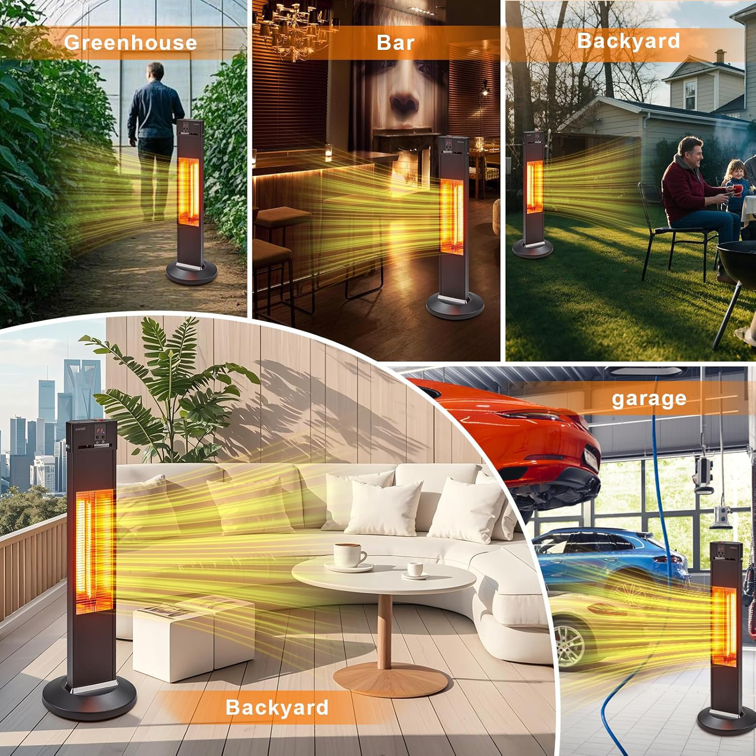 gaomon Outdoor Patio Heater, 1500W Portable Garden Outdoor Heater With ...