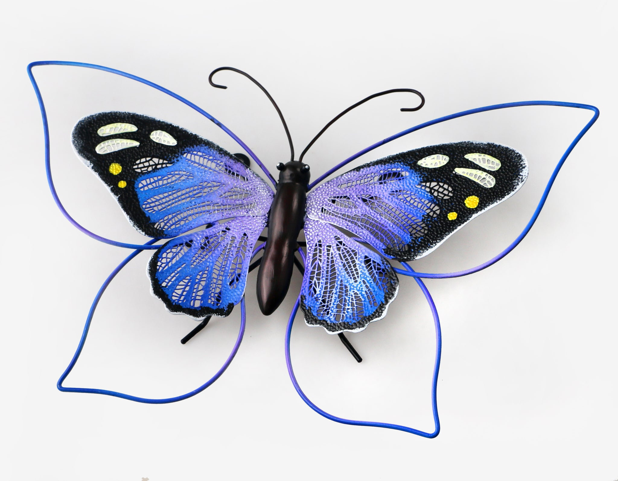 August Grove Butterfly With Blue Wire Outline Metal Wall Decor ...