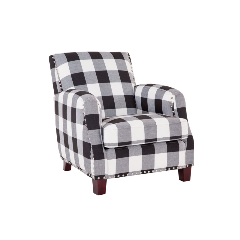 Gracie Oaks Darrnell Saranac Arm Chair with Silver Nail Trim, Black ...