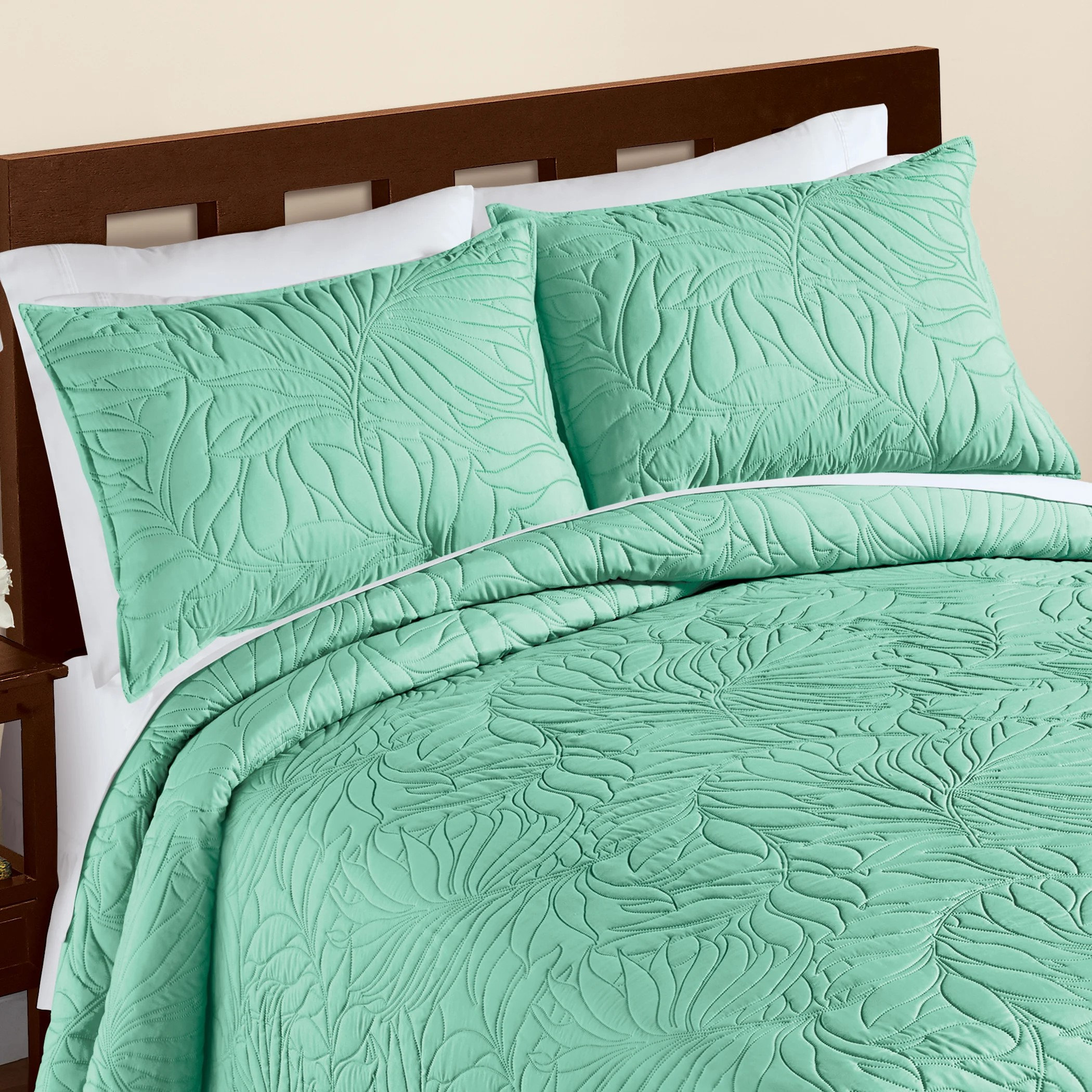 Winston Brands Lovely Eva Quilted Leaf Design Textured Pillow Sham ...