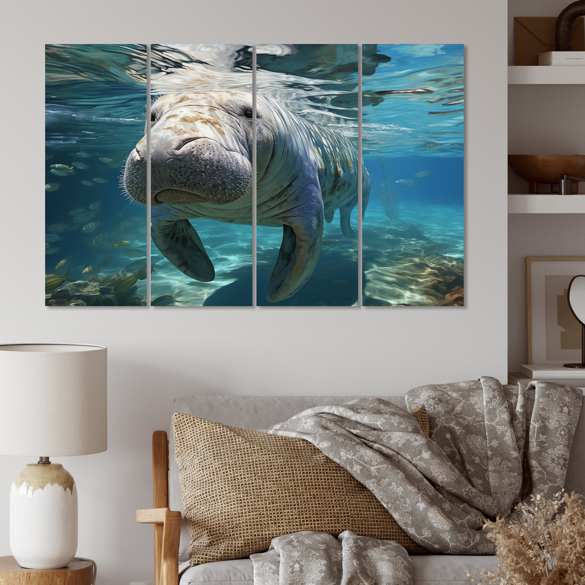 Highland Dunes Turquoise Grey Manatee Majesty Turquoise Gray Manatee ...