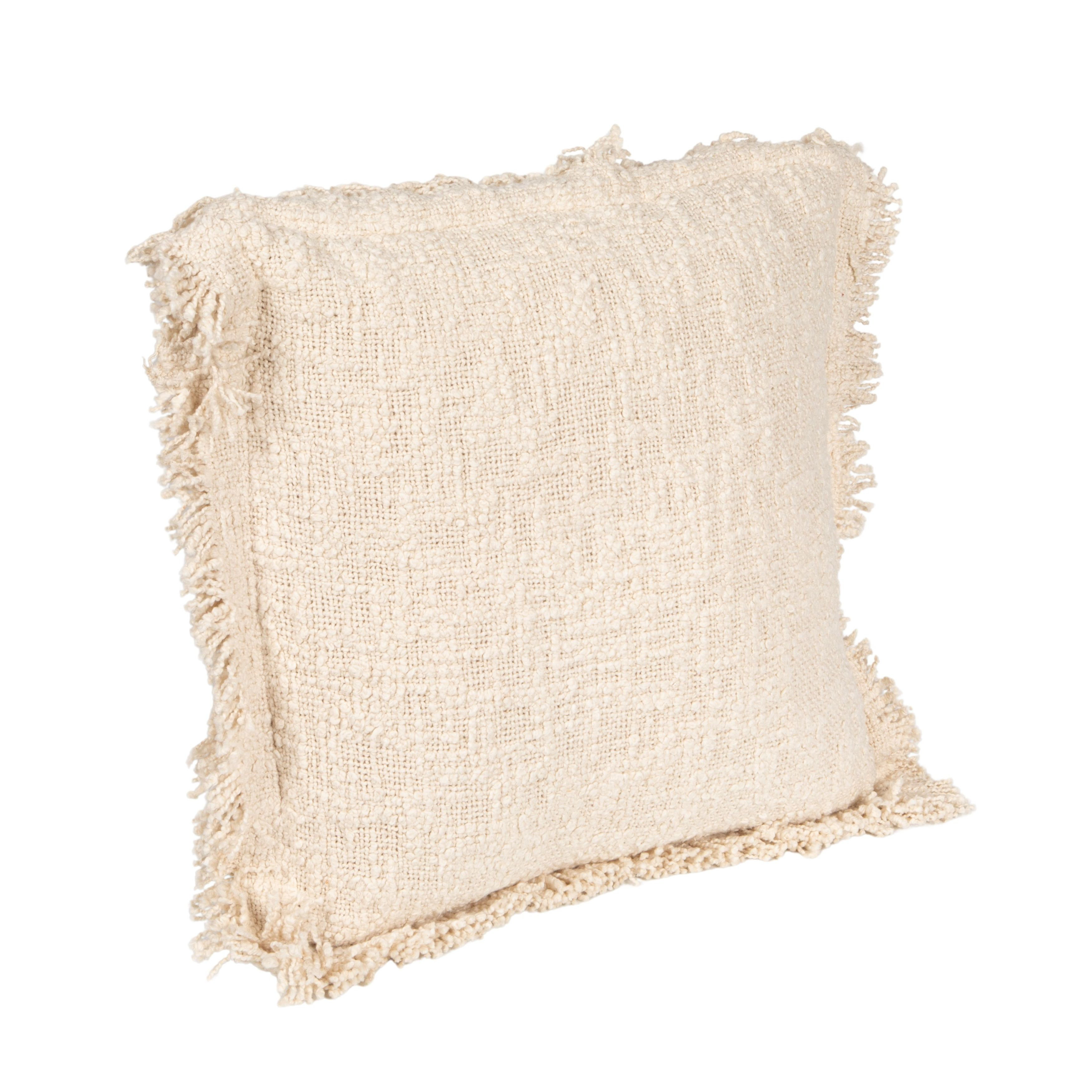 Bloomingville Woven Cotton Pillow With Fringe And Flanged Edge | Wayfair