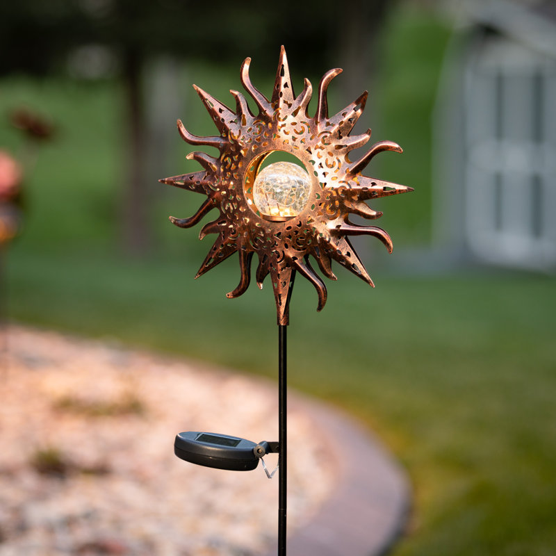 Clover Lane Copper/Black Solar Powered Metal Pathway Light | Wayfair