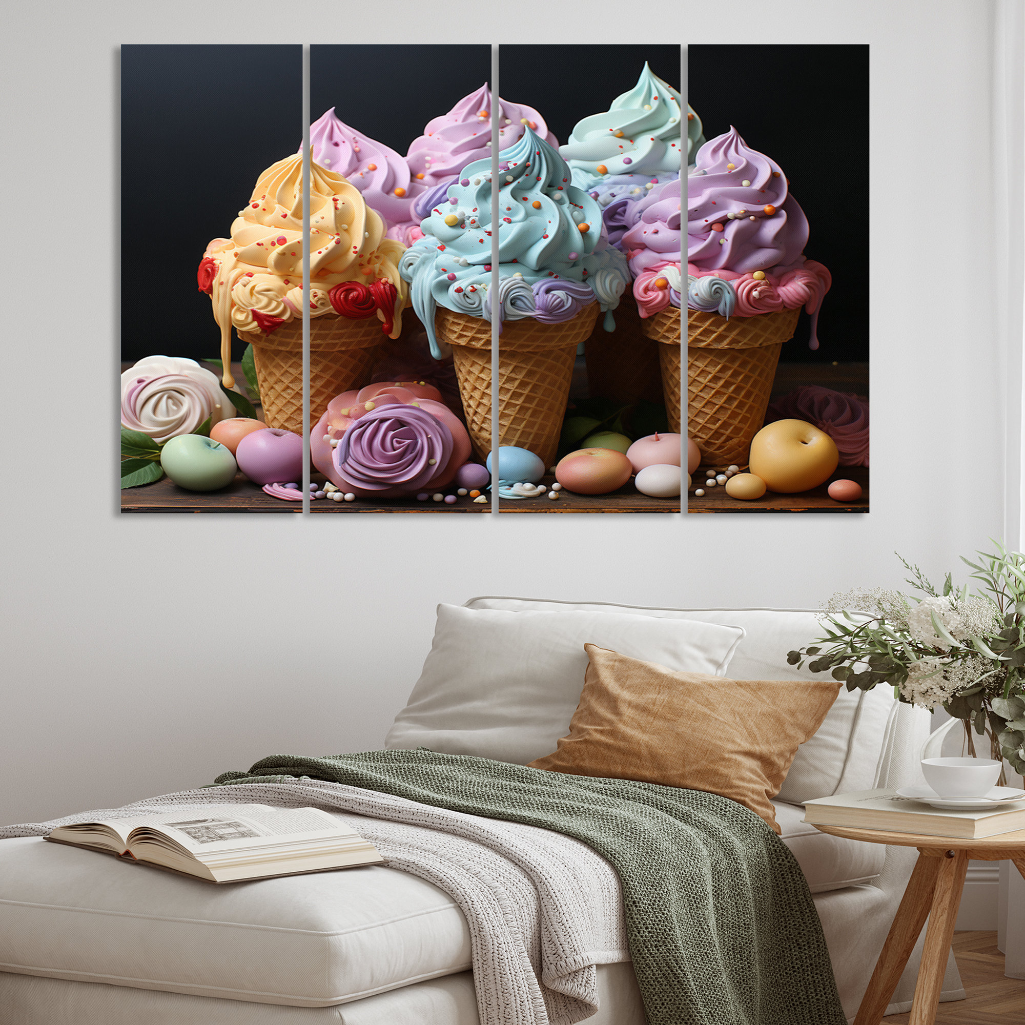 Design Art Food Ice Cream Pointillism I - Food & Beverage Metal Wall ...