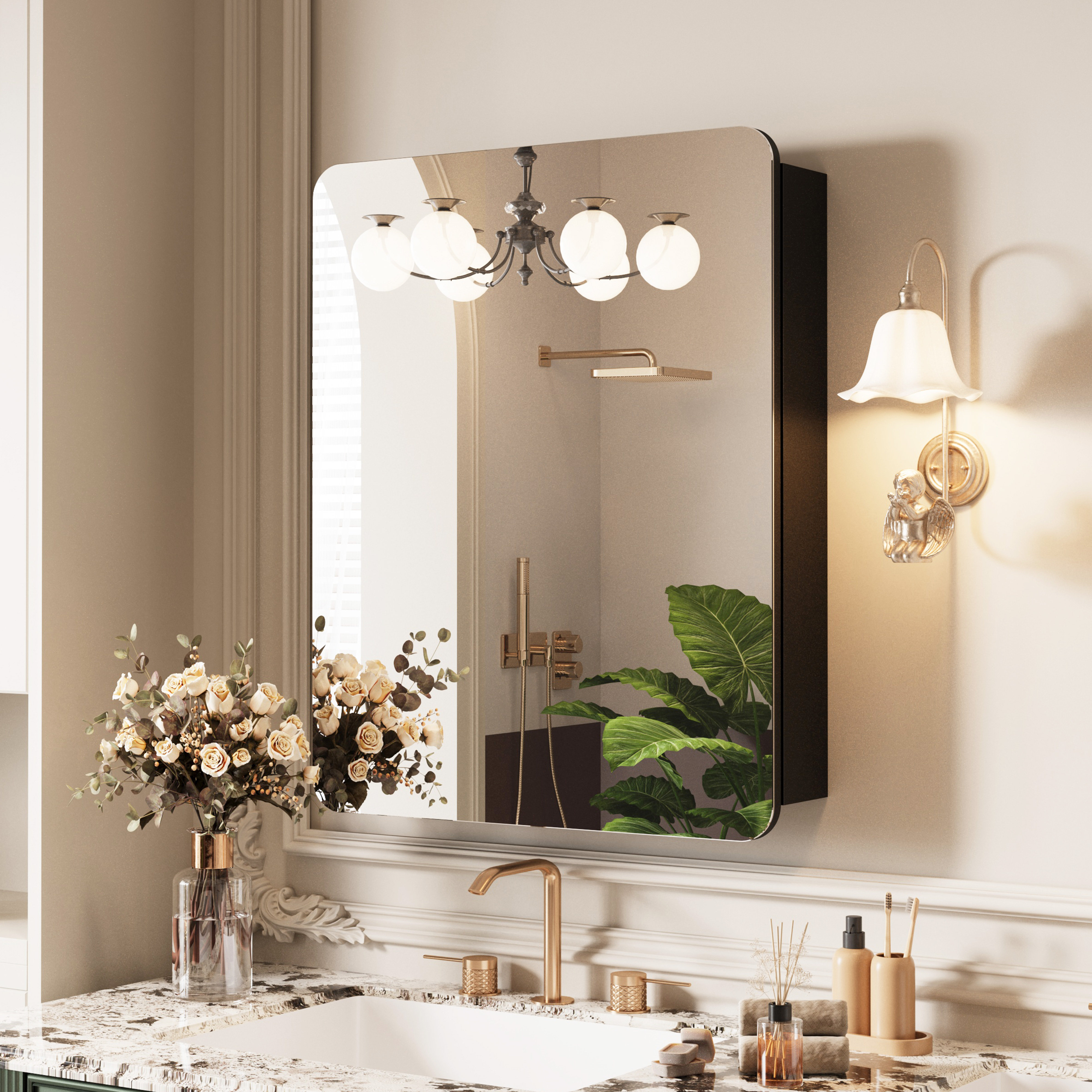Ebern Designs Recessed Or Surface Mounted Flippable Mirror Medicine ...