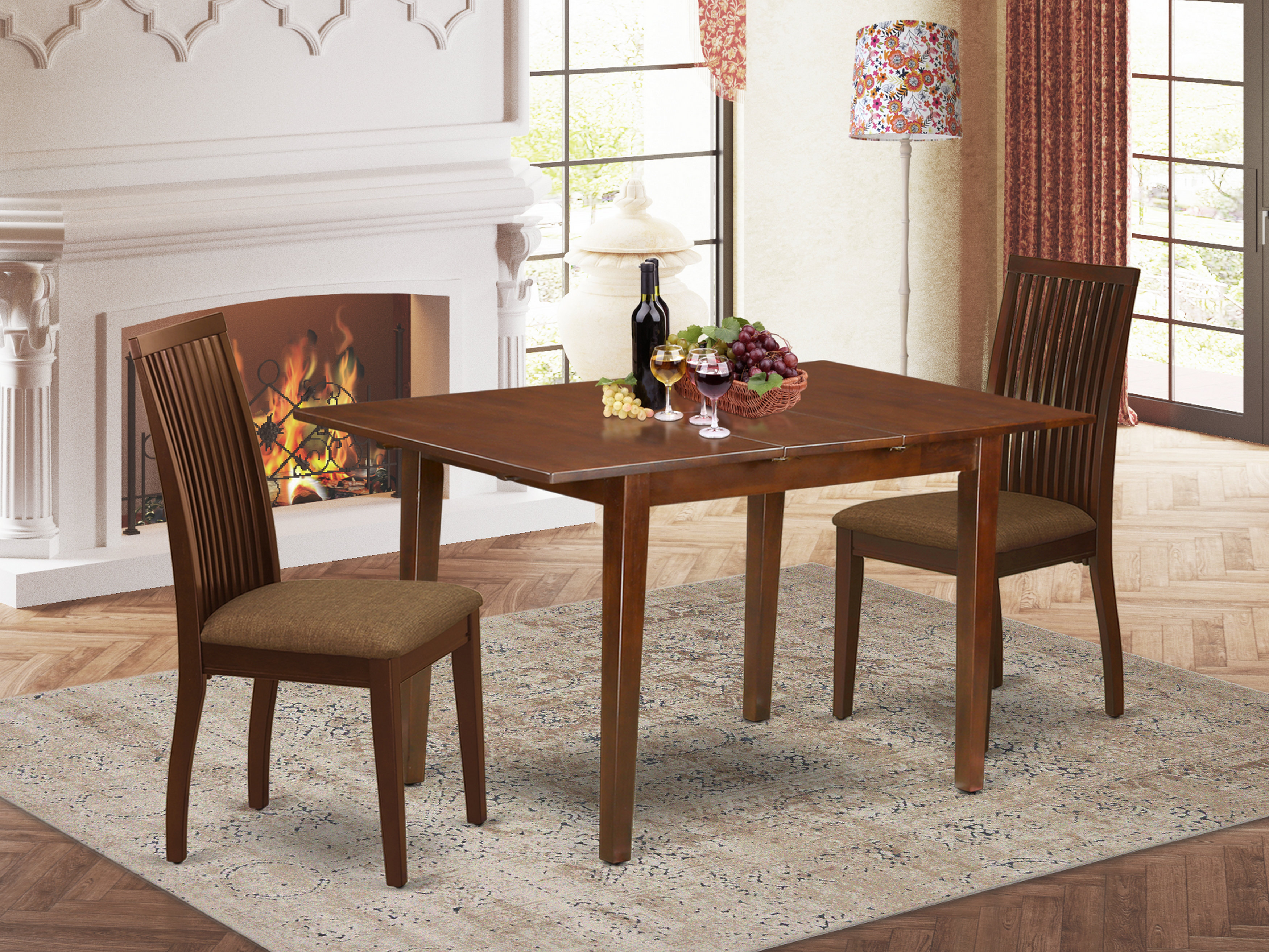 Red Barrel Studio® 3-Piece Mahogany Finish Rectangular Solid Wood Top ...