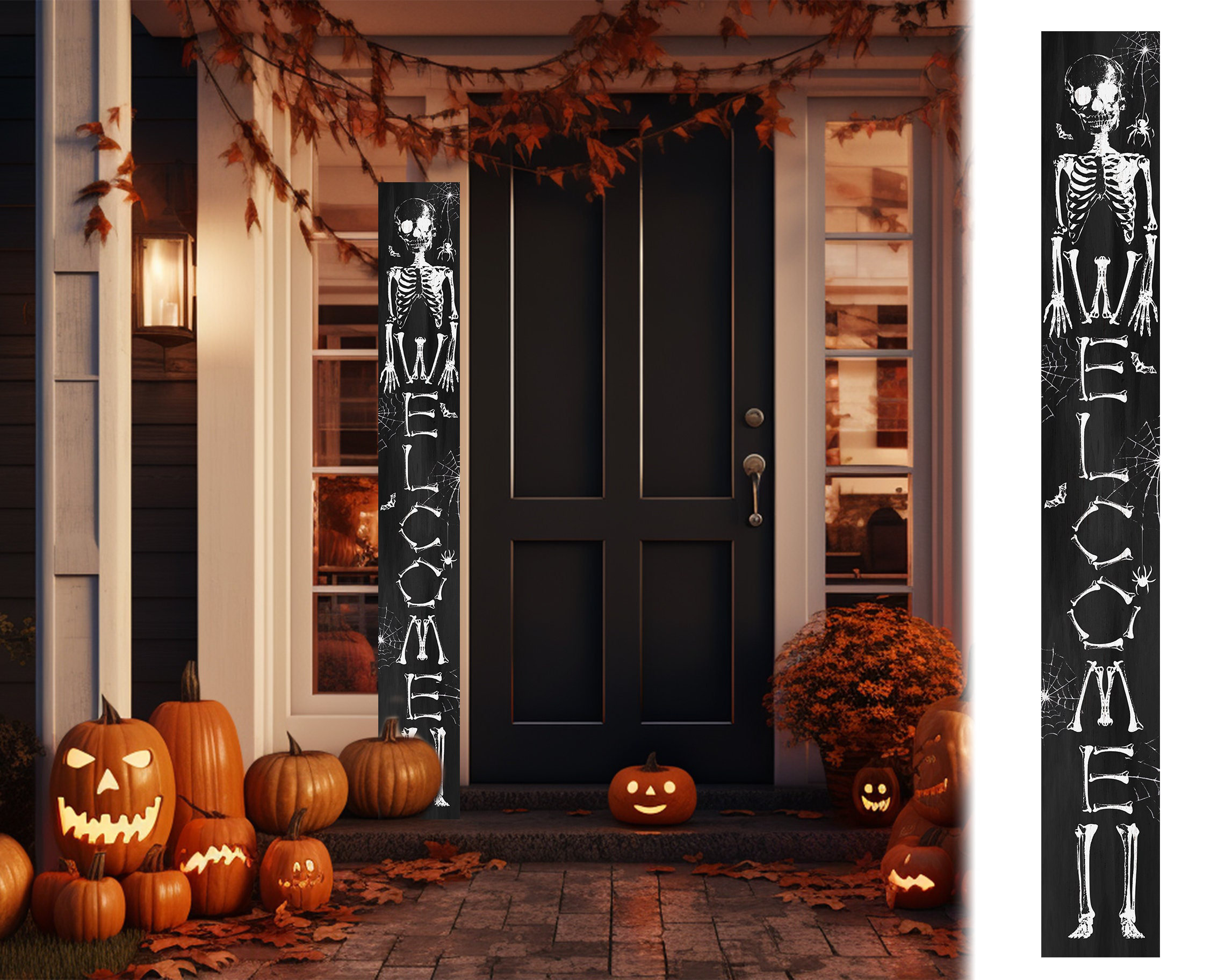 The Holiday Aisle® 72in Wooden Halloween Skeleton Welcome Sign - Spooky ...