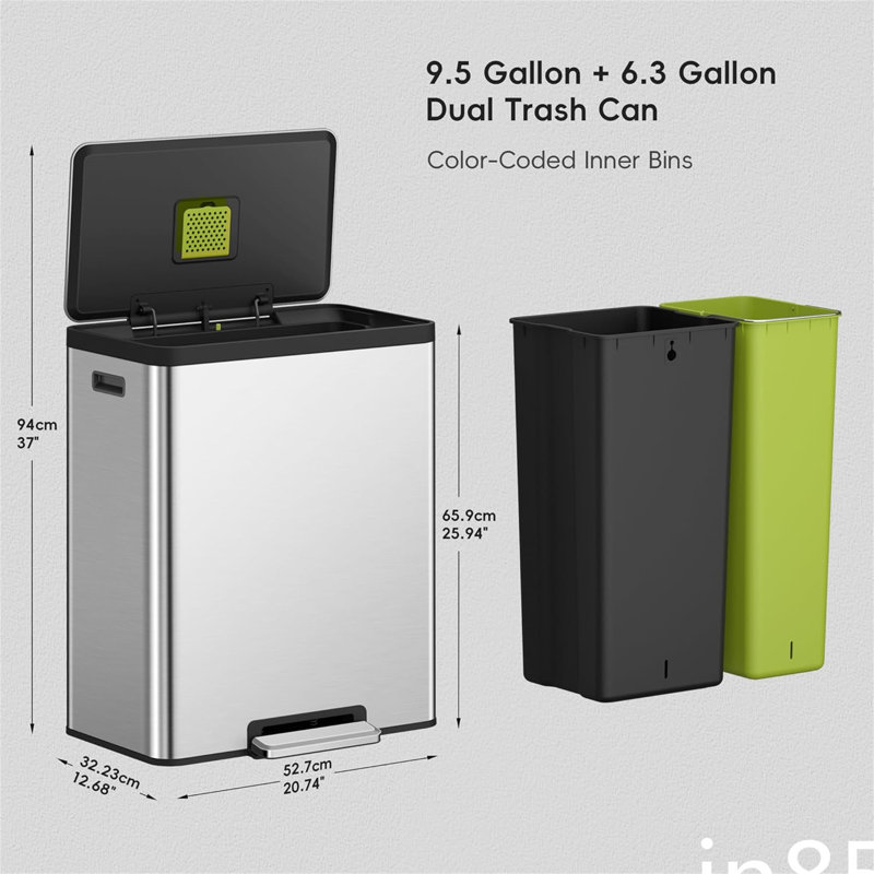 KERILZ Dual Trash Can with Recycle Bin | Wayfair