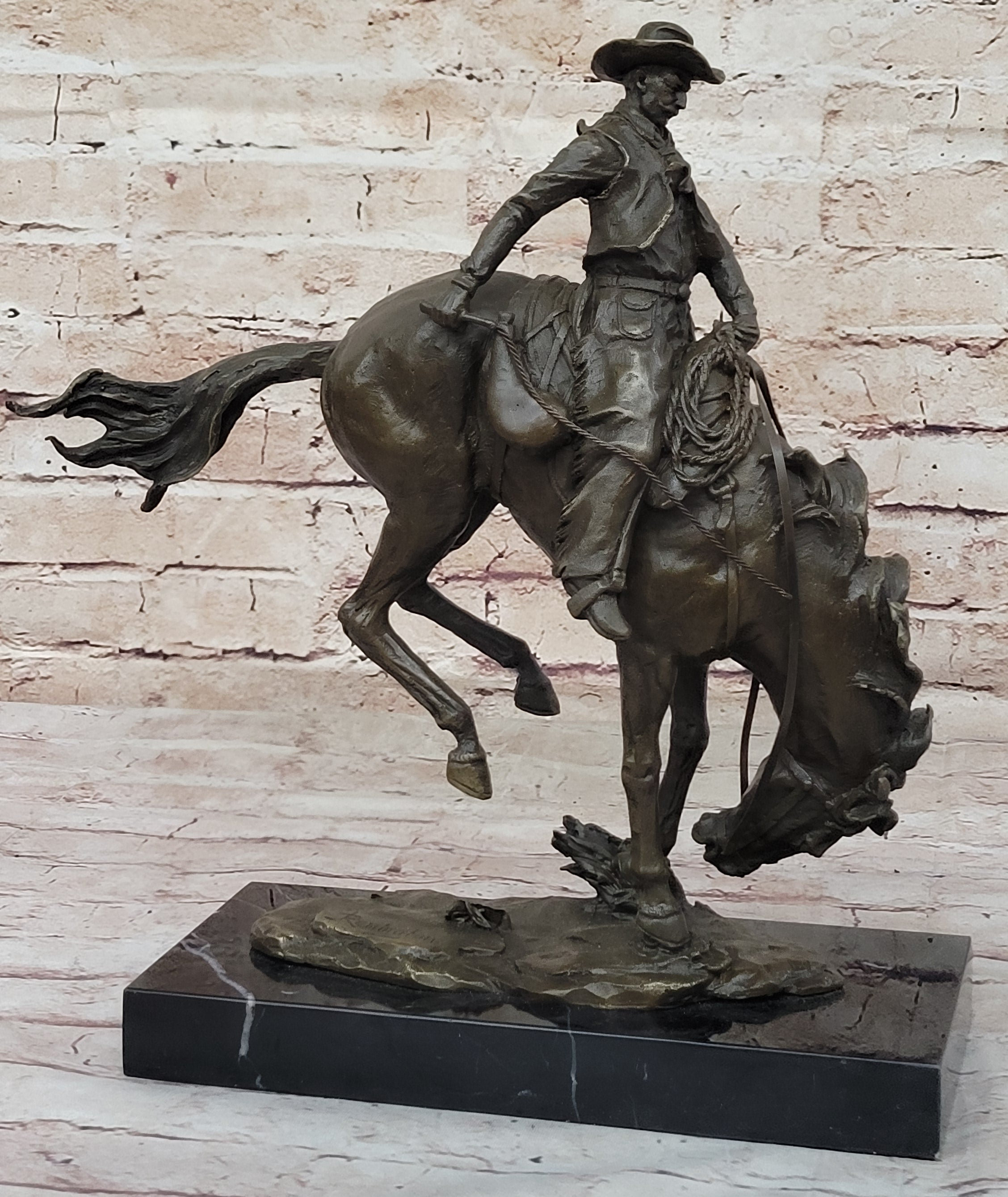 Foundry Select Remington Bronco Buster Cowboy on Bucking Horse ...