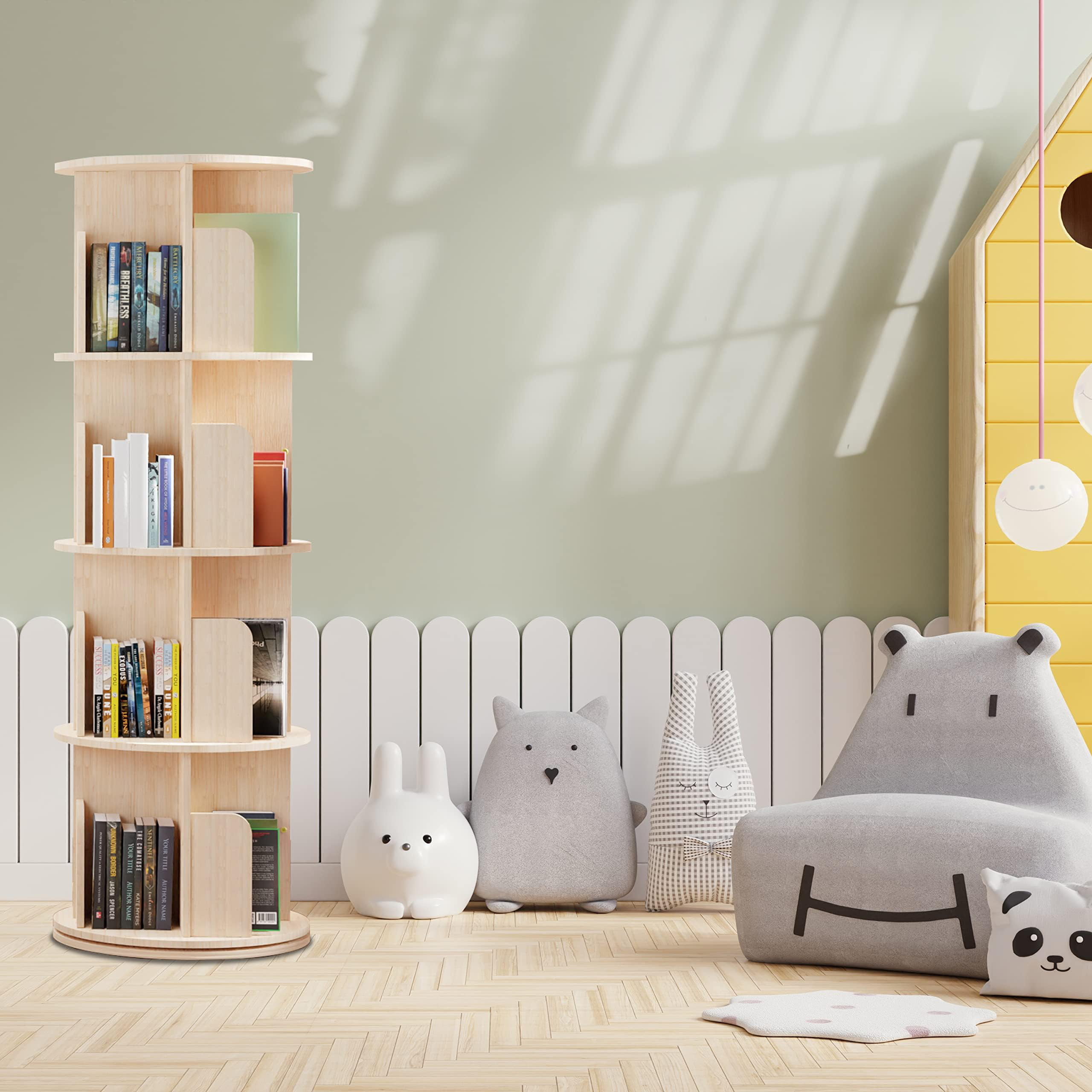 Hokku Designs 360 Display Rotating Bookshelf Tower, Spinning Bookshelf ...