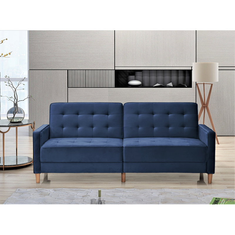 Corrigan Studio® Stetson 80" Velvet Square Arm Sofa Bed & Reviews | Wayfair