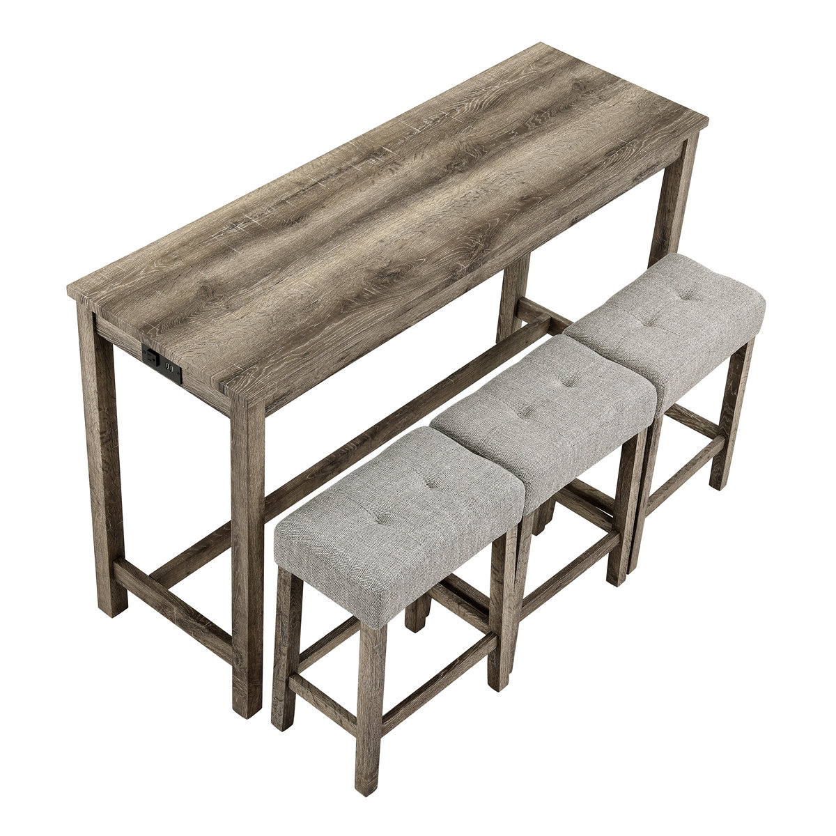 Builddecor Versatile Bar Table Set With Power Outlet Bar Table Set with ...