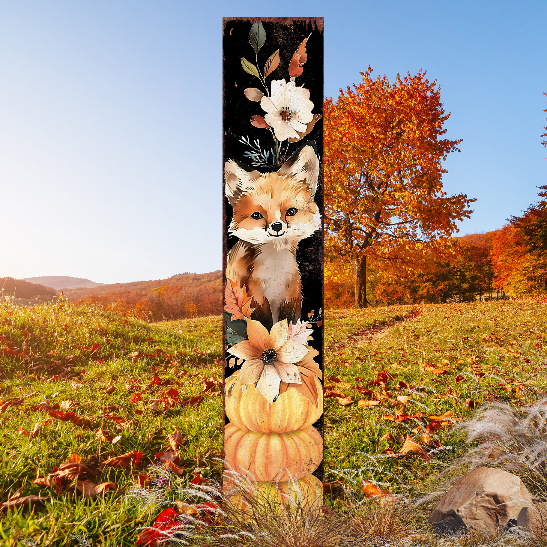 Millwood Pines 42-inch Fall Garden Stake - Watercolor Foxy - Perfect ...