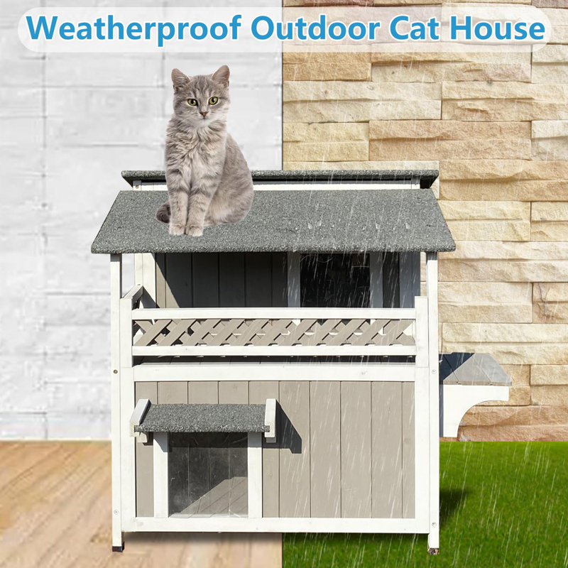 Tucker Murphy Pet™ Two-story Cat House With Balcony & Reviews | Wayfair