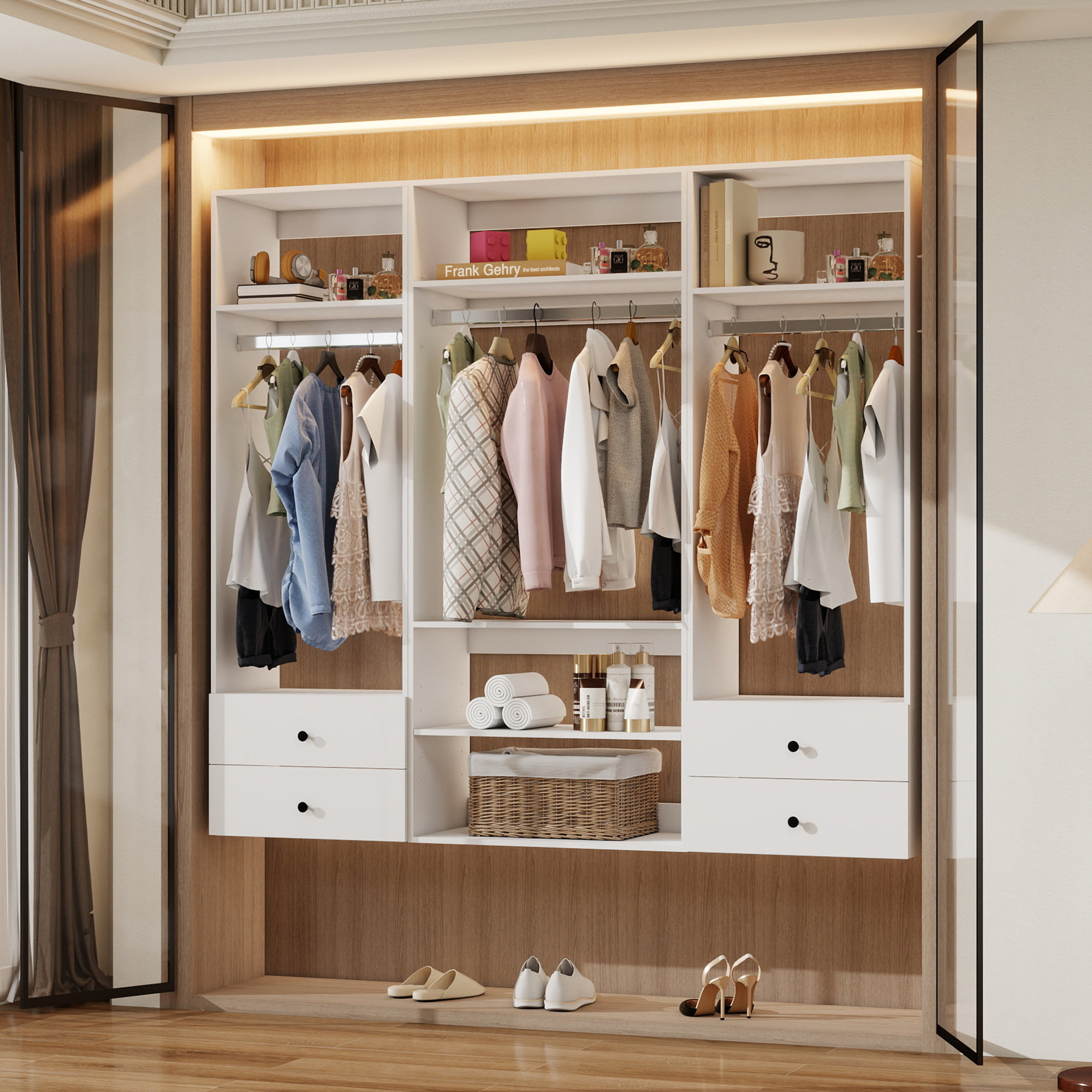 Latitude Run® Closet System With Drawers – Built in Closet Organizer ...