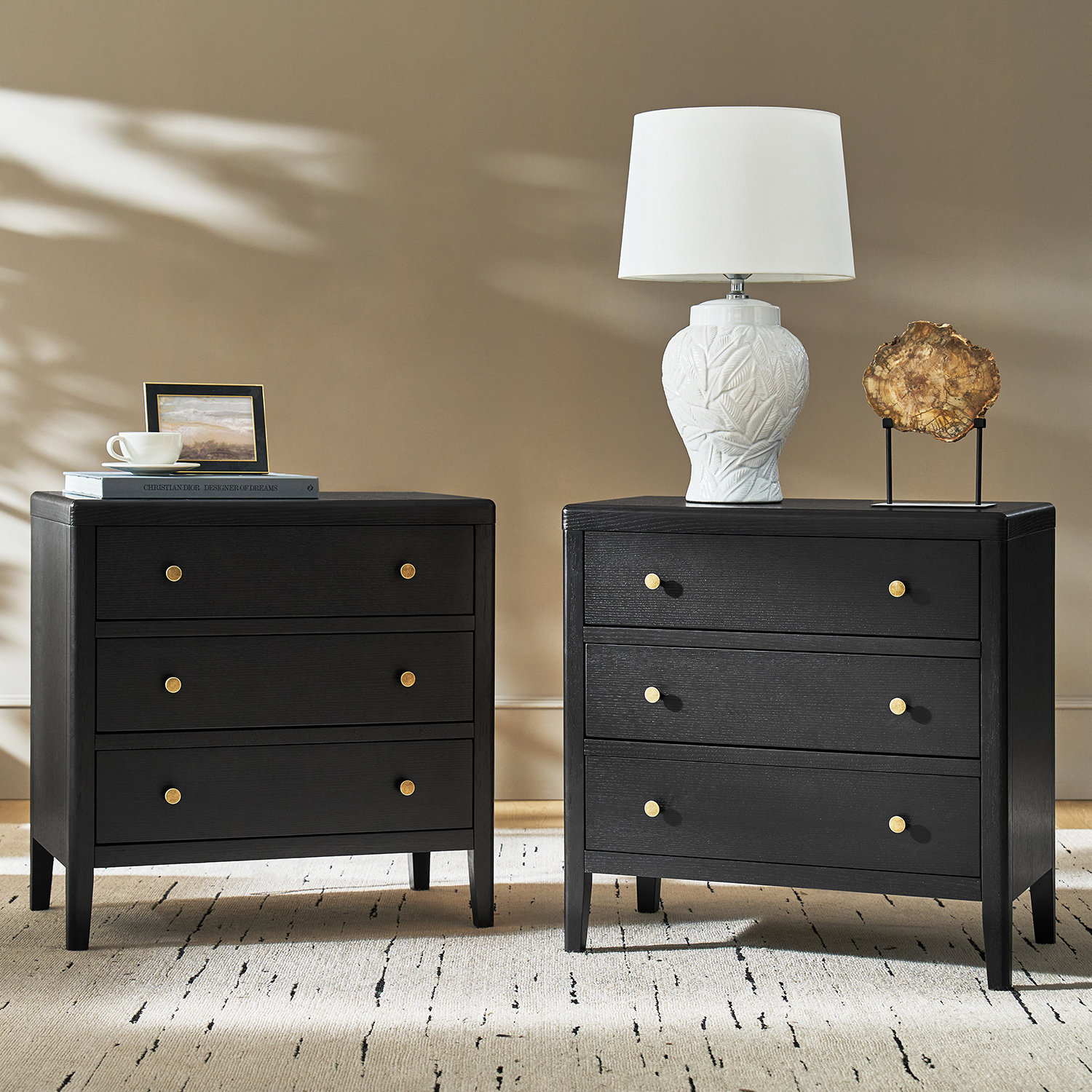 Ebern Designs Shera Modern 28"W 3-Drawer Solid End Table with ...