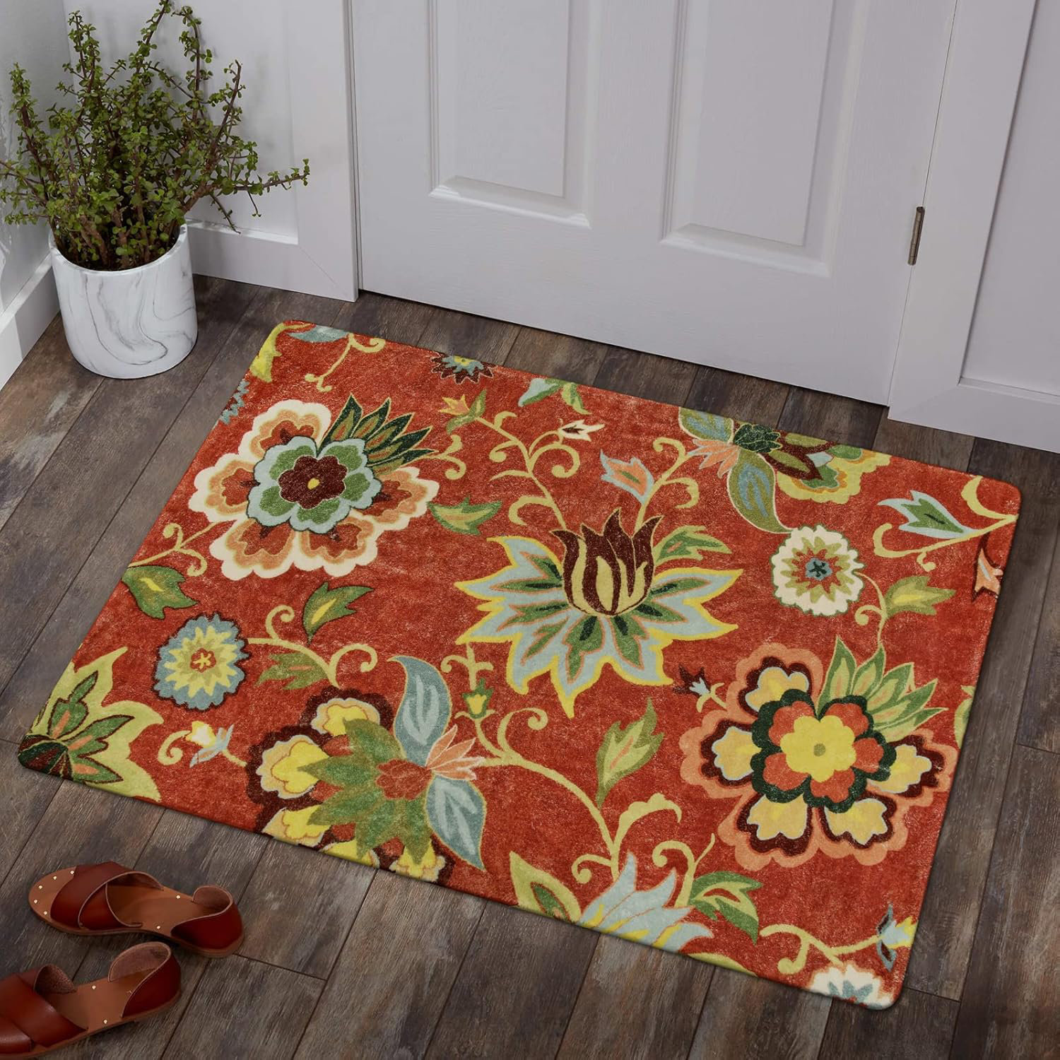 Lark Manor Fayrouz Red Kitchen Rugs, Non Slip Area Rug ,Throw Modern ...