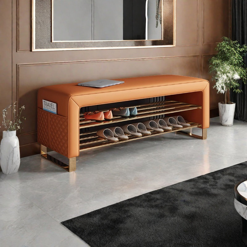 L Entrance Shoe Stool Light Luxury Shoe Change Stool | Wayfair