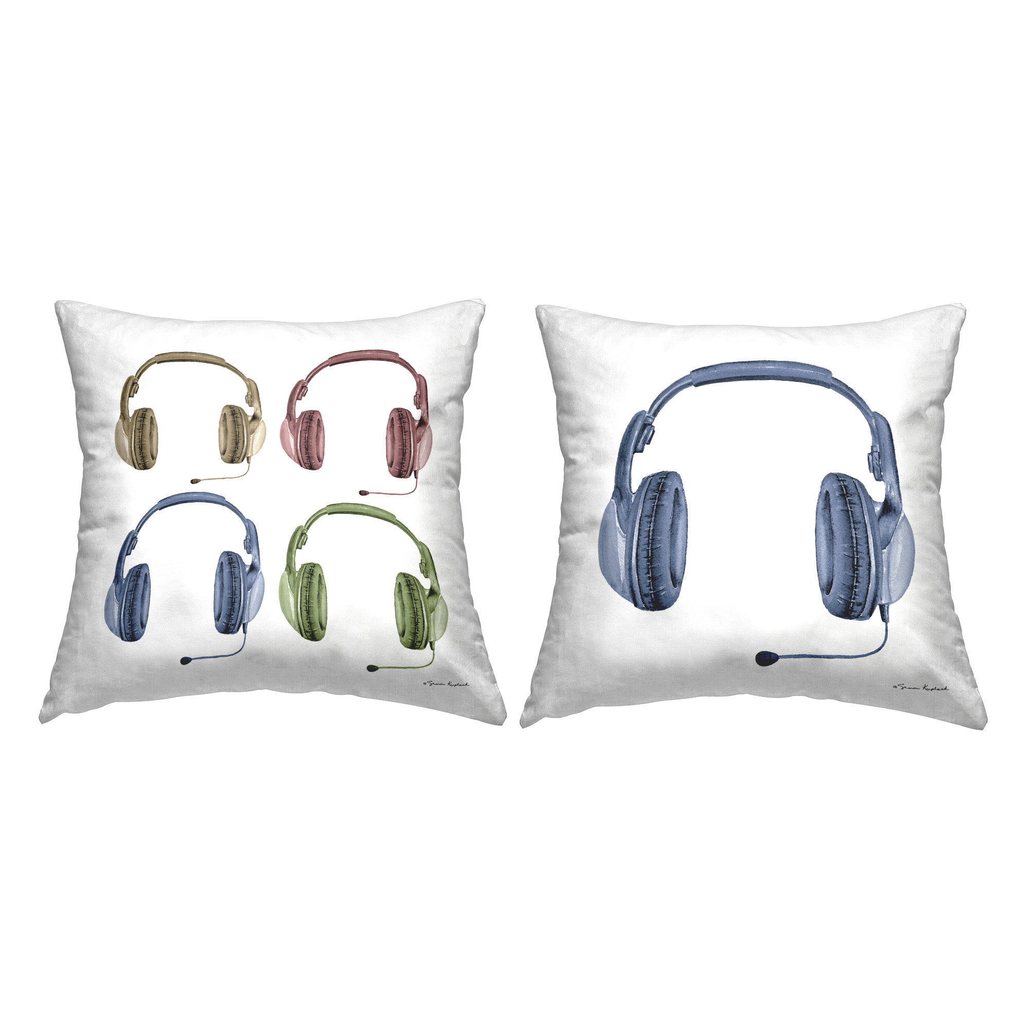 Stupell Industries Various Gamer Headsets Decorative Printed Throw ...