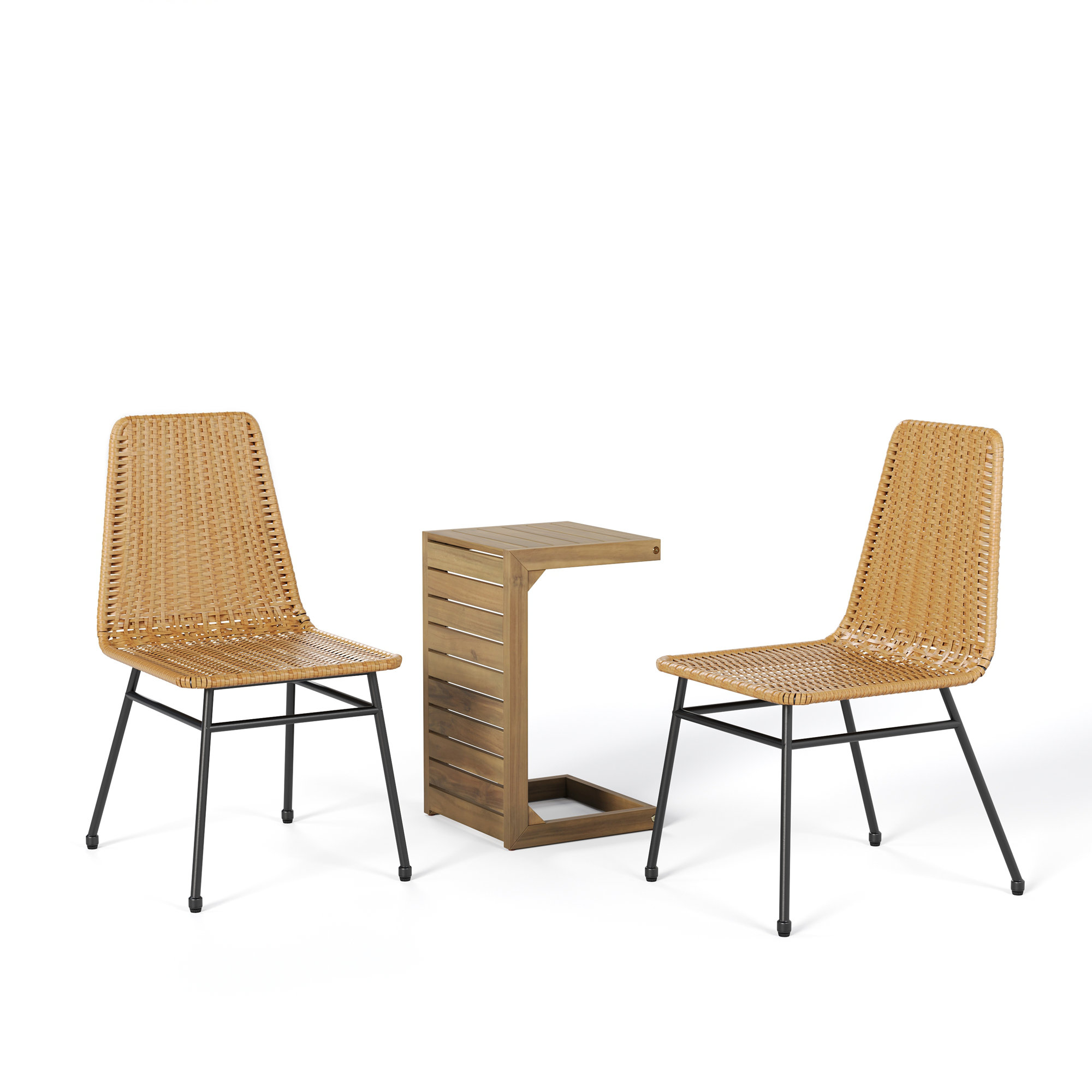 Latitude Run® Light Brown Chair(2)+Dark Brown accent table | Wayfair