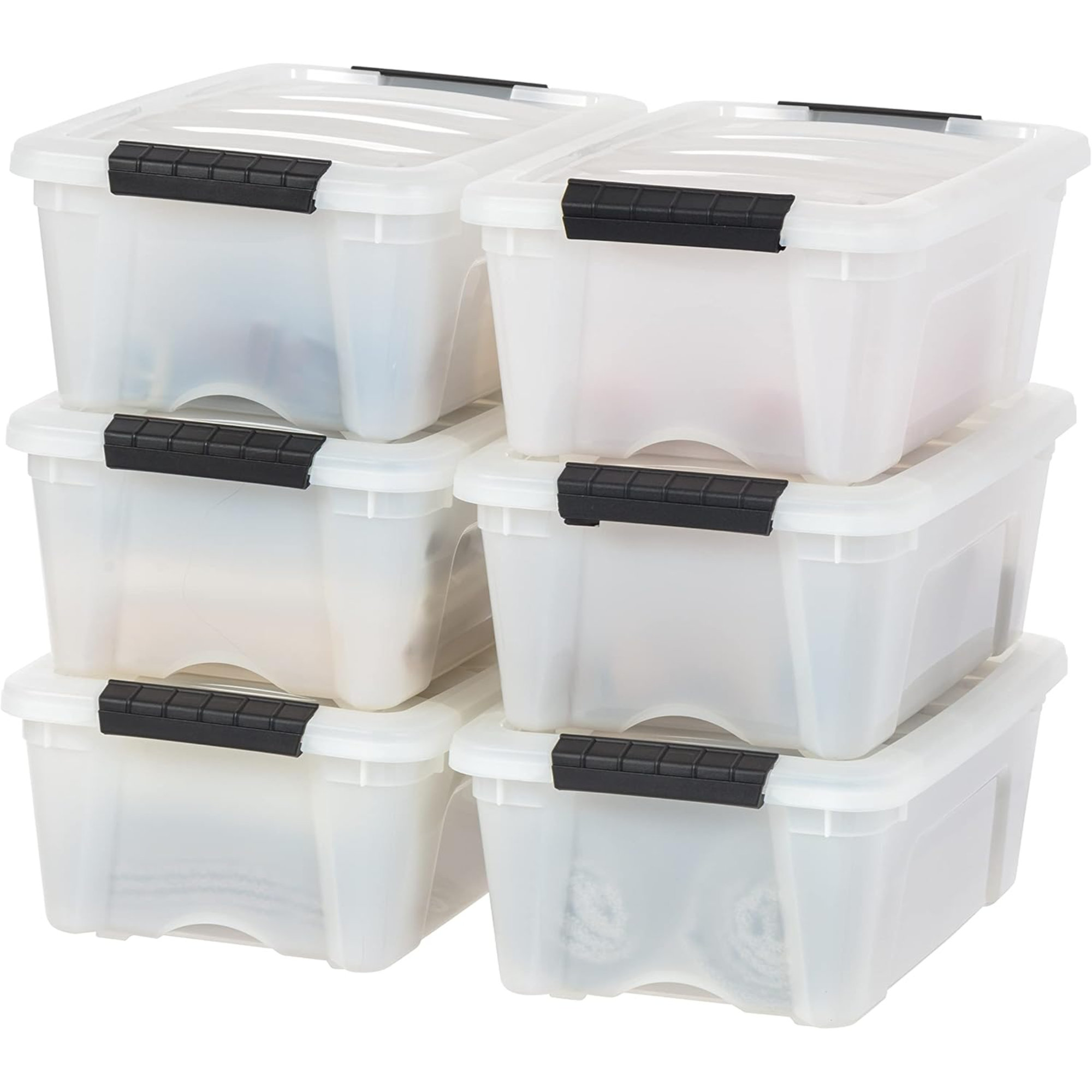 Rebrilliant 13 Qt Stackable Plastic Storage Bins With Lids, 6 Pack ...